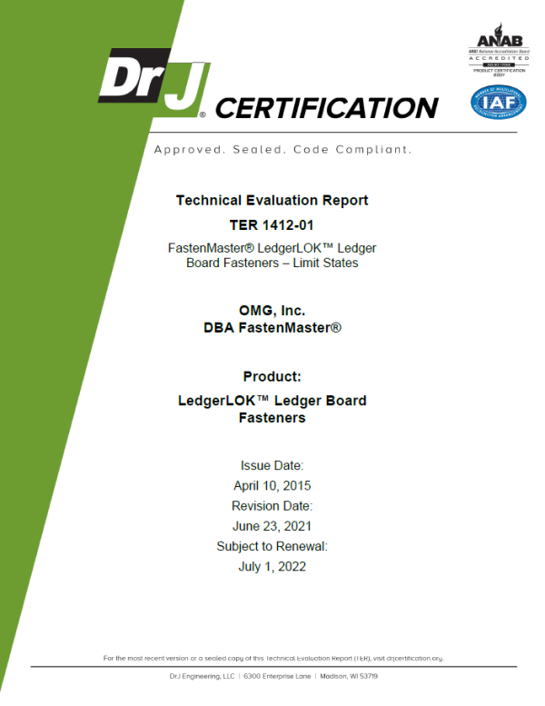 LedgerLOK: Deck Ledger Board Screws | FastenMaster
