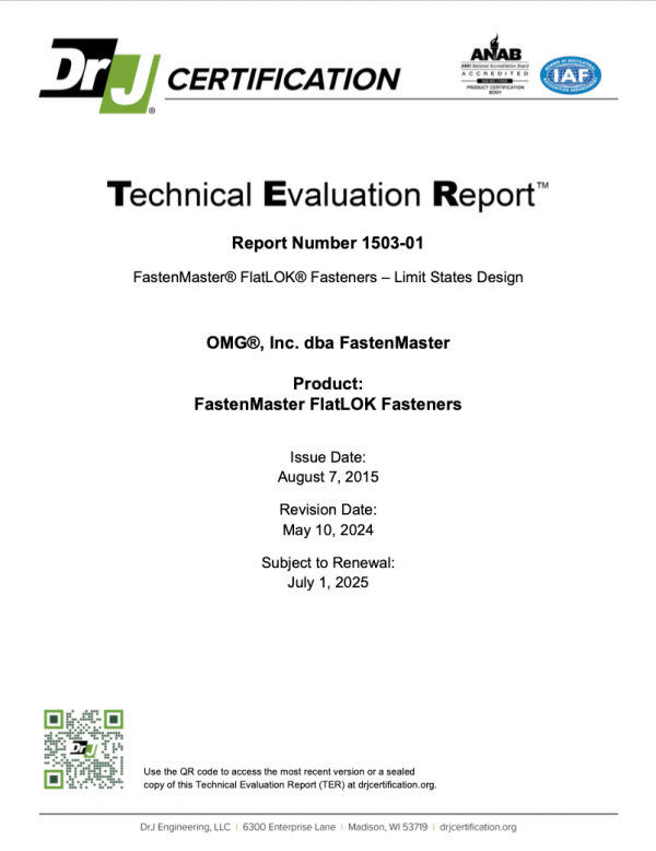 Technical Documentation – Technical Evaluation Reports… | FastenMaster