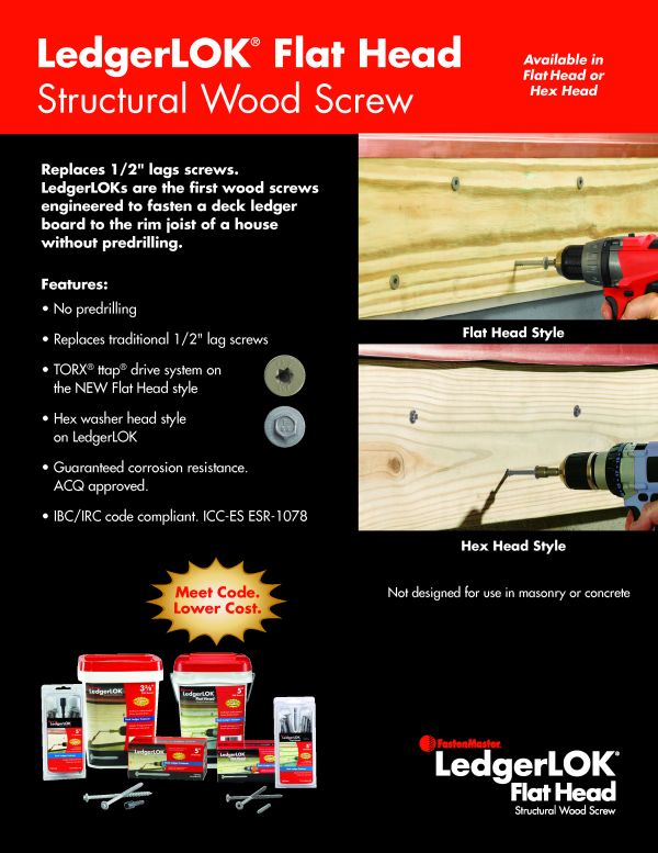 LedgerLOK: Deck Ledger Board Screws | FastenMaster