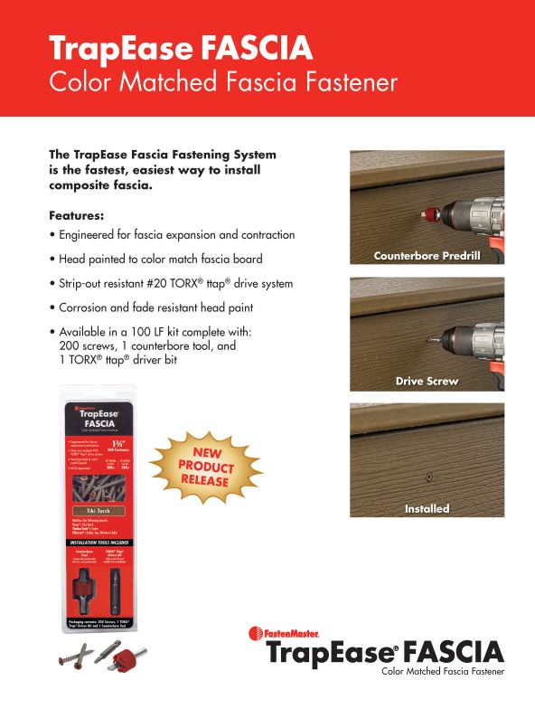 TrapEase Fascia: Color Matched Fascia Board Fastener | FastenMaster