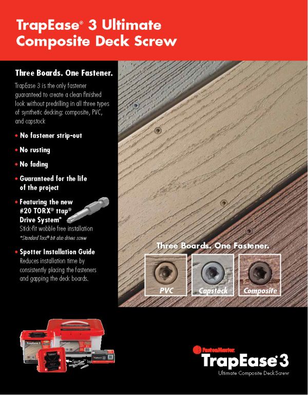 TrapEase® 3: Composite, PVC & Capstock Deck Screws | FastenMaster