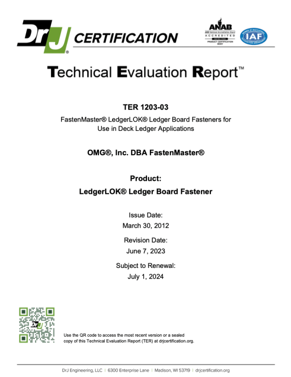 LedgerLOK: Deck Ledger Board Screws | FastenMaster